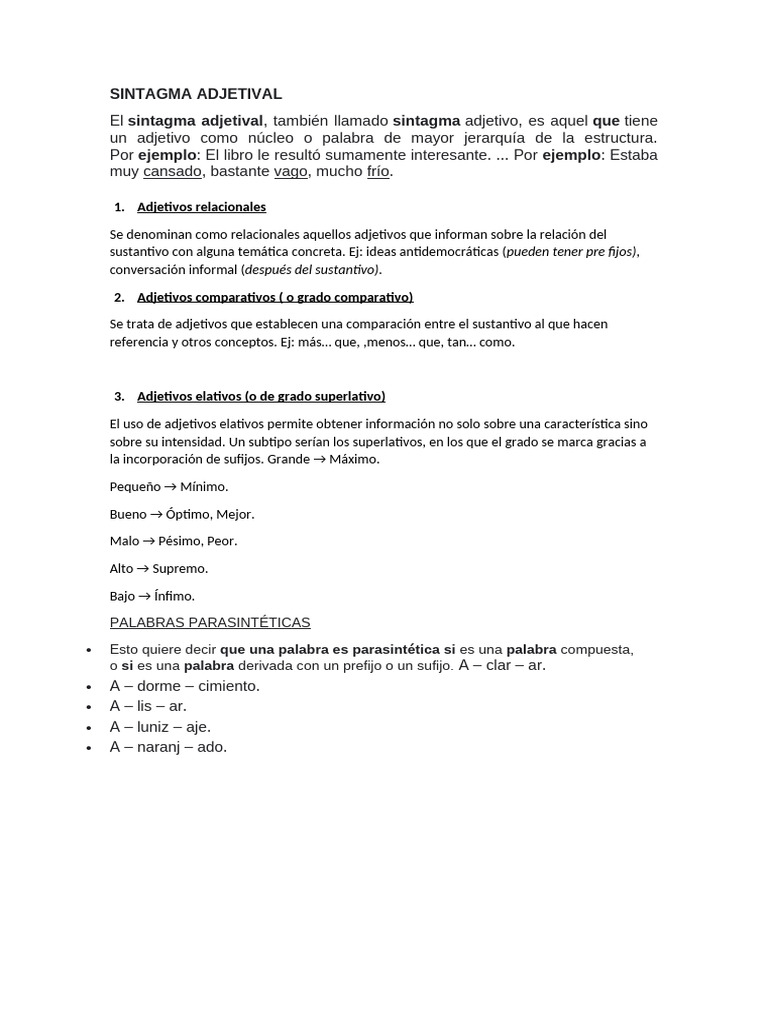 Sintagma Adjetival | PDF