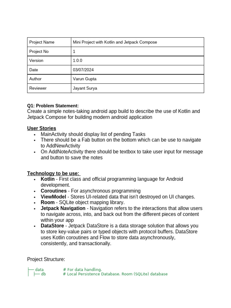 Mini Project With Kotlin and Jetpack Compose | PDF