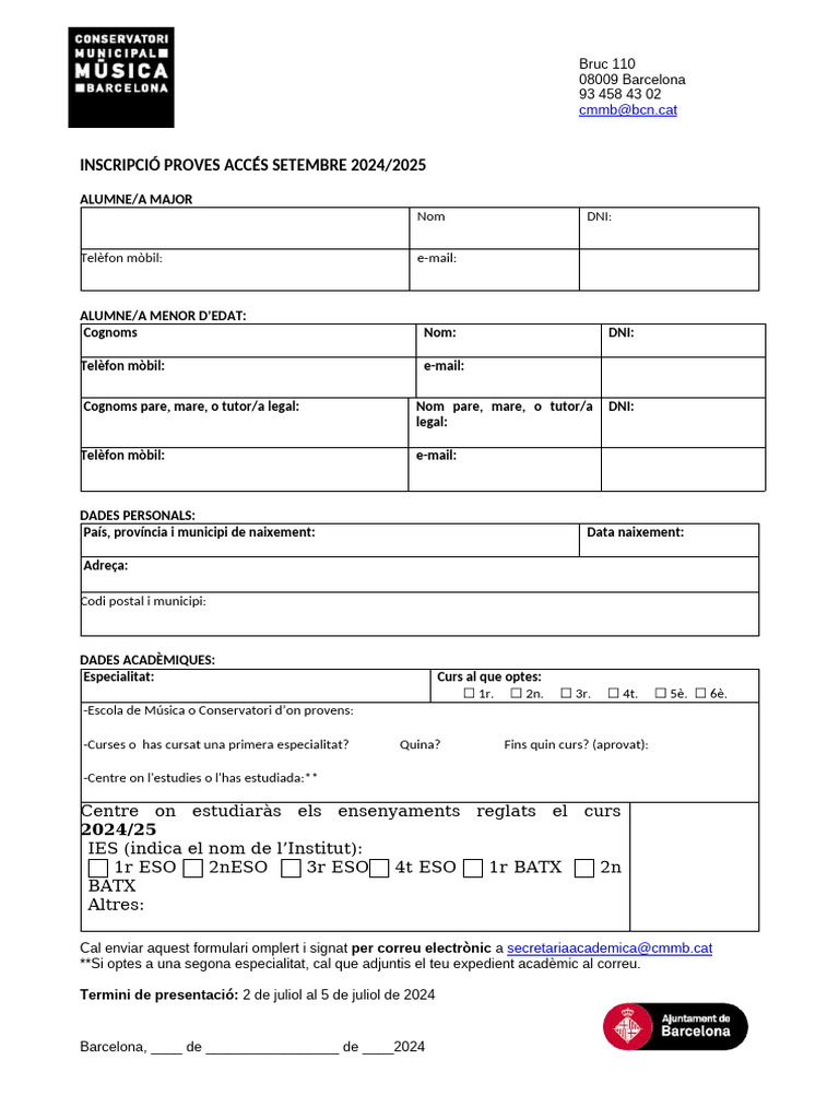 Formulari - Inscripcio - Proves - Acces - Set - 2024-2025 - Pte - Modif ...