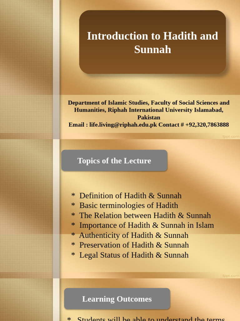 Lecture 1 Intro To Hadith & Sunnah | PDF