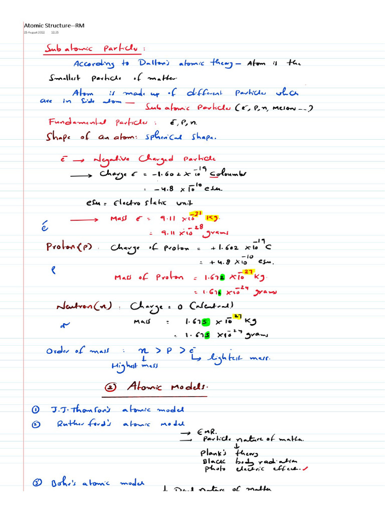 RM Atomic Structure | PDF