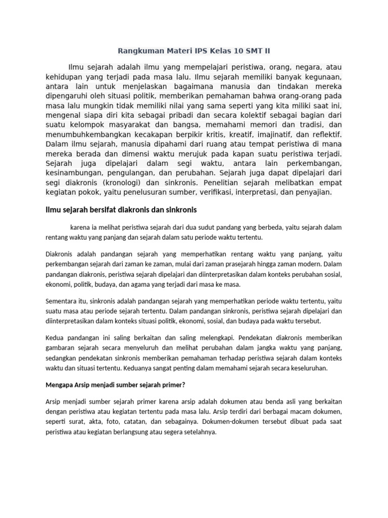Rangkuman Materi IPS Kelas 10 SMT II | PDF