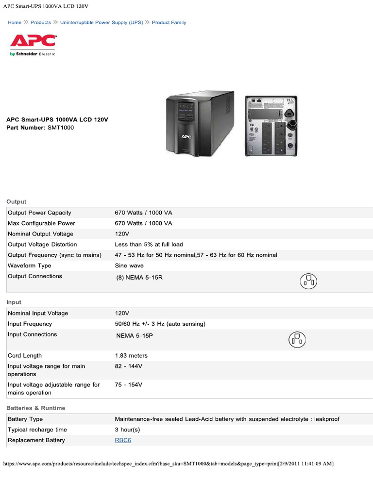 APC Smart-UPS 1000VA LCD 120V - 1 | PDF