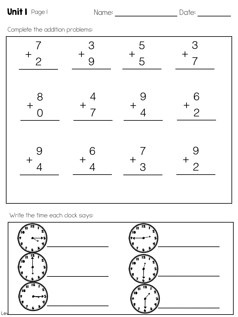 Math Level 3 Unit 1 Student Workbook | PDF
