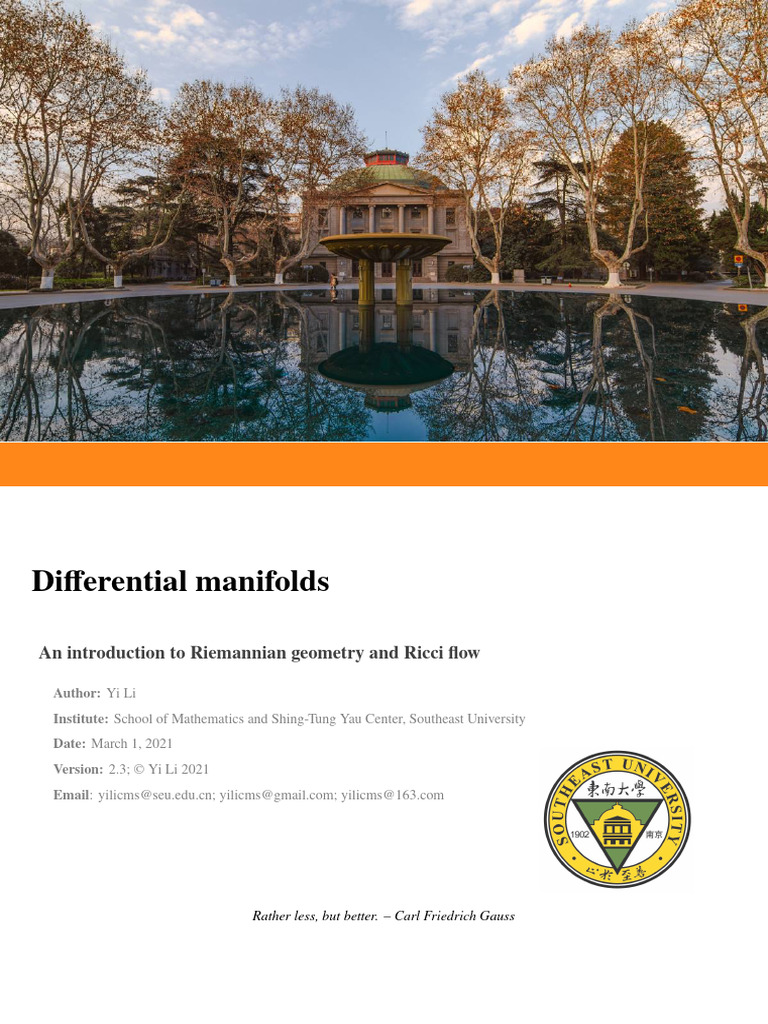 Differential Manifolds: An Introduction To Riemannian Geometry and ...