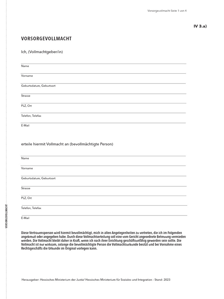 Vorsorgevollmacht_Onlineformular | PDF