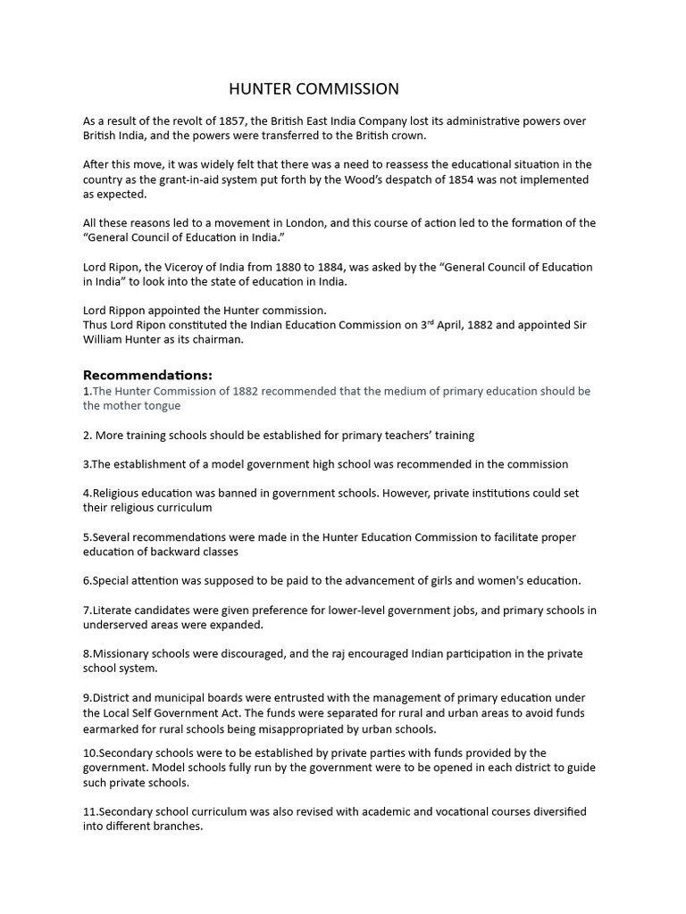 HUNTER COMMISSION | PDF