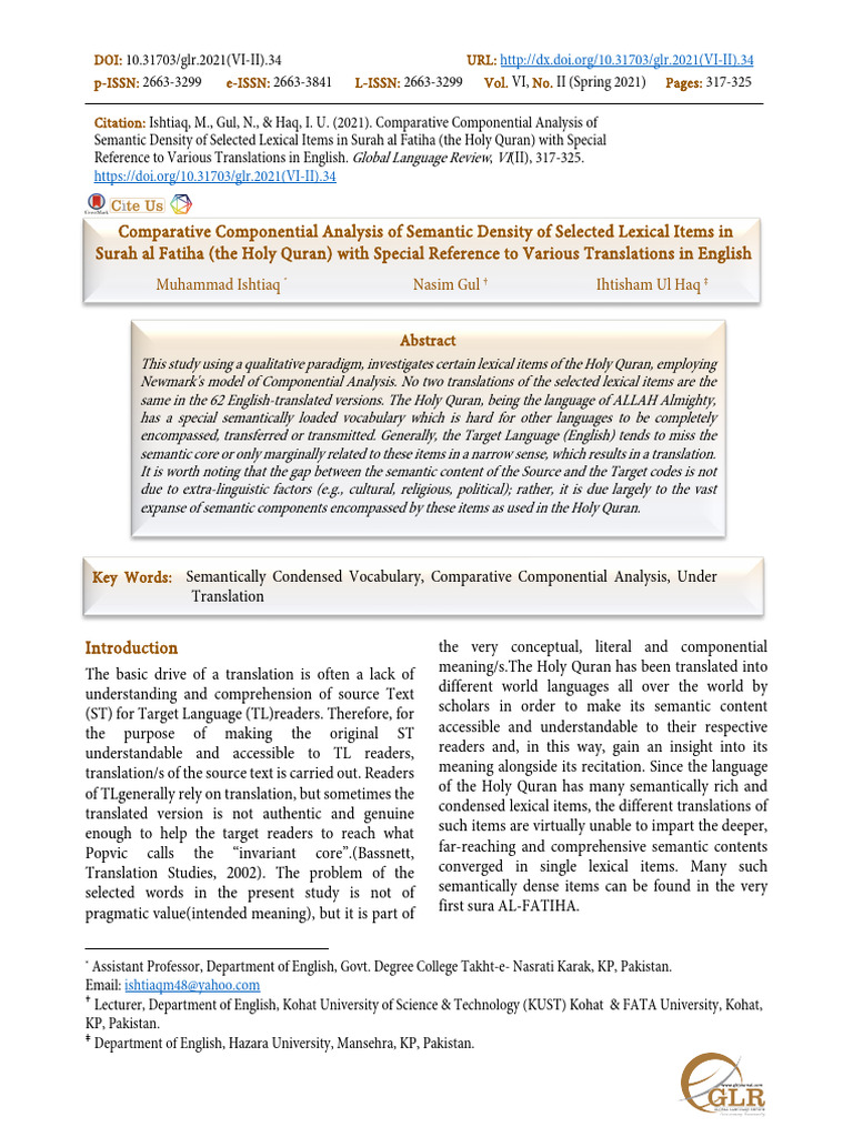 Comparative-Componential-Analysis-Of-Semantic-Density-Of-Selected-Lexical-Items-In-Surah-Al ...