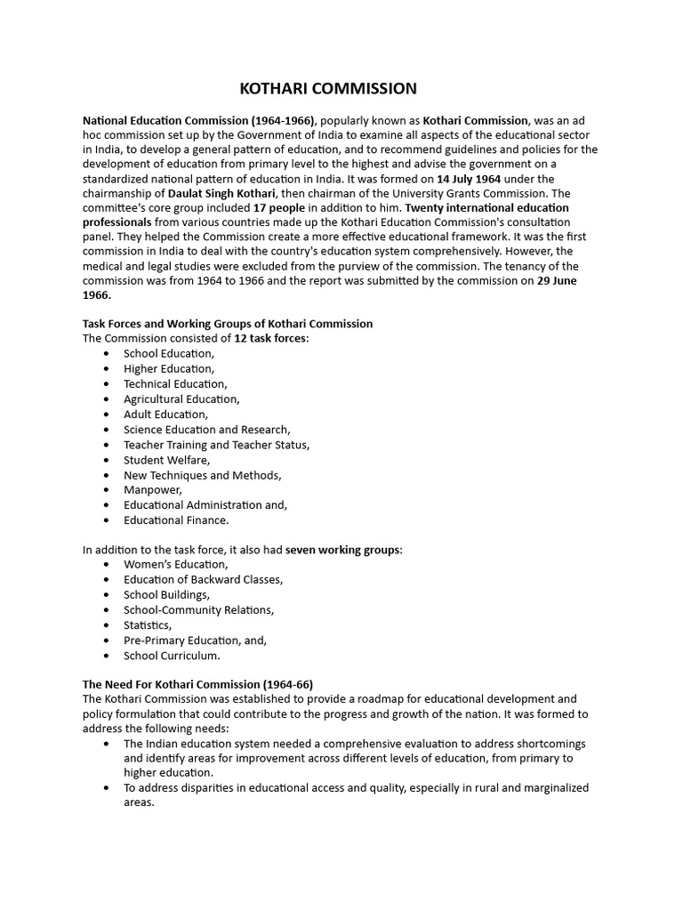 Kothari Commission | PDF