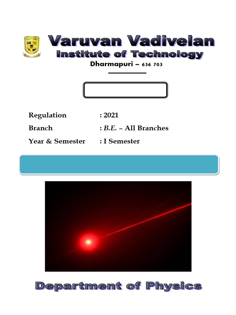 Physics Lab Manual Reg 2021 Batch 2022 | PDF