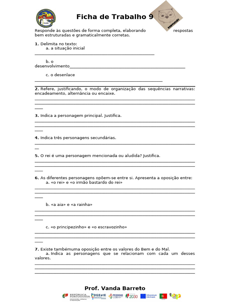 Ficha Trabalho A Aia | PDF