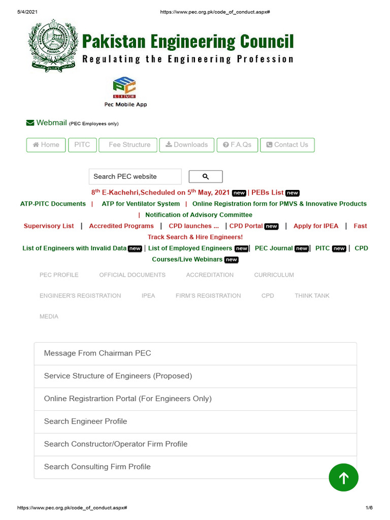 PEC Code of Conduct | PDF