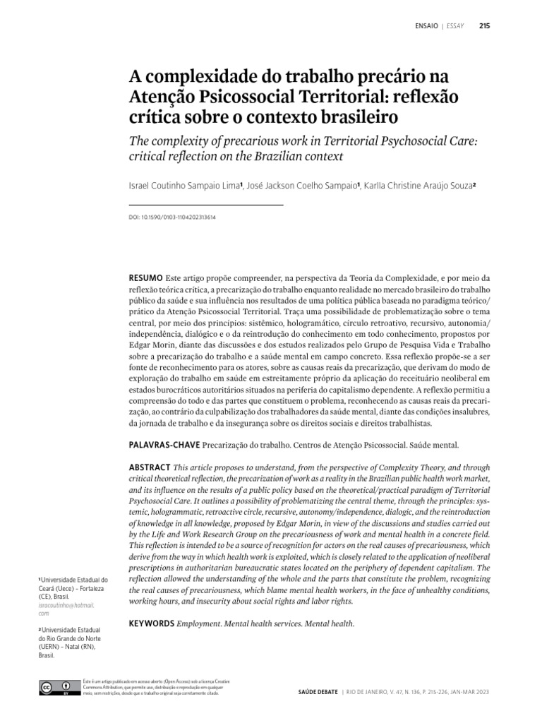 A Complexidade Do Trabalho Precario Na Atencao Psicossocial 1qe0coq9 ...