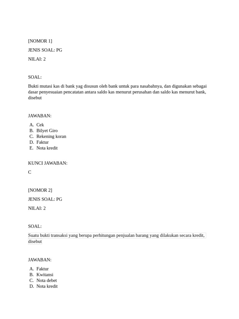 Soal Ukk Kejuruan Xi Eka Ayu | PDF