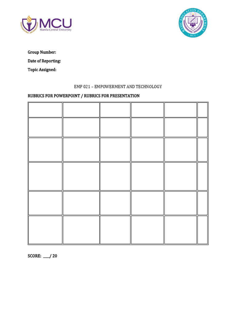 Rubrics For Reporting And Powerpoint Pdf