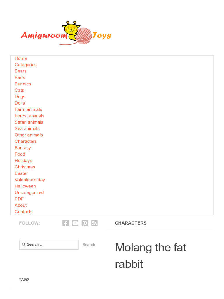 Molang The Fat Rabbit Crochet Pattern - Amiguroom Toys | PDF