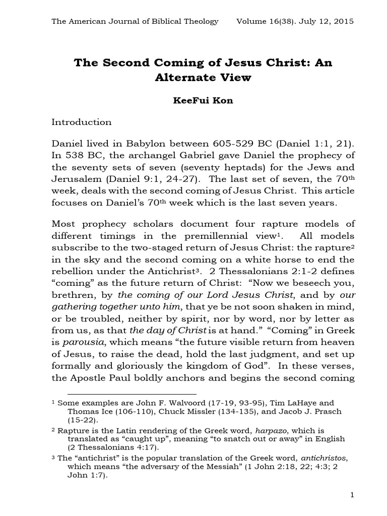ALTERNATE VIEW OF SECOND COMING OF JESUS | PDF