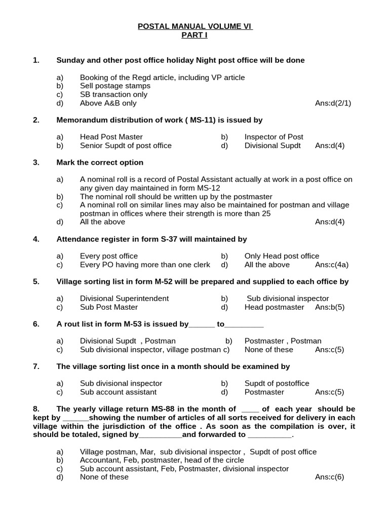 Postal Manual Volume VI Part I | PDF