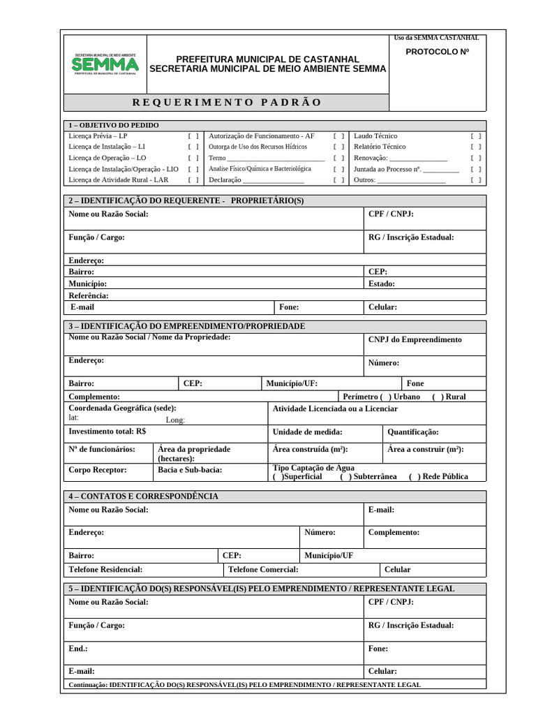 Requerimento Padrão Geral | PDF