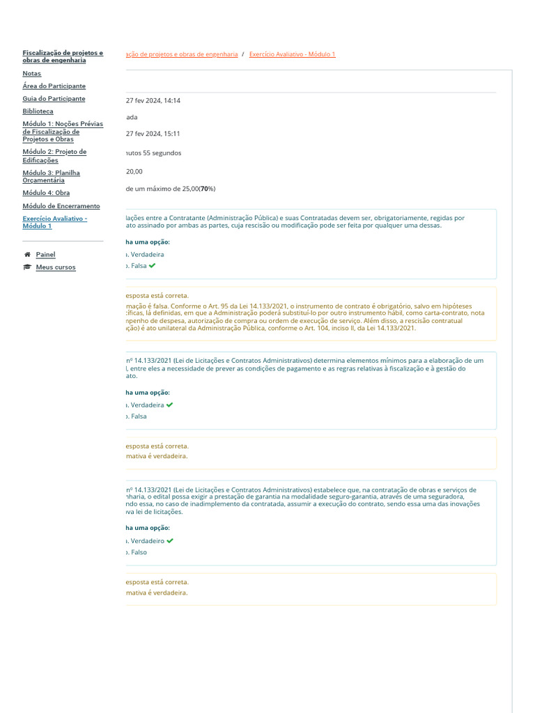 Exercício Avaliativo - Módulo 1 - Revisão Da Tentativa | PDF
