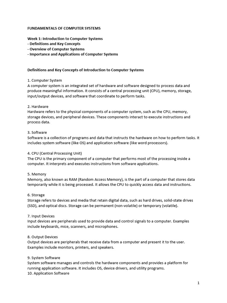 FUNDAMENTALS OF COMPUTER SYSTEMS - Issue1 | PDF