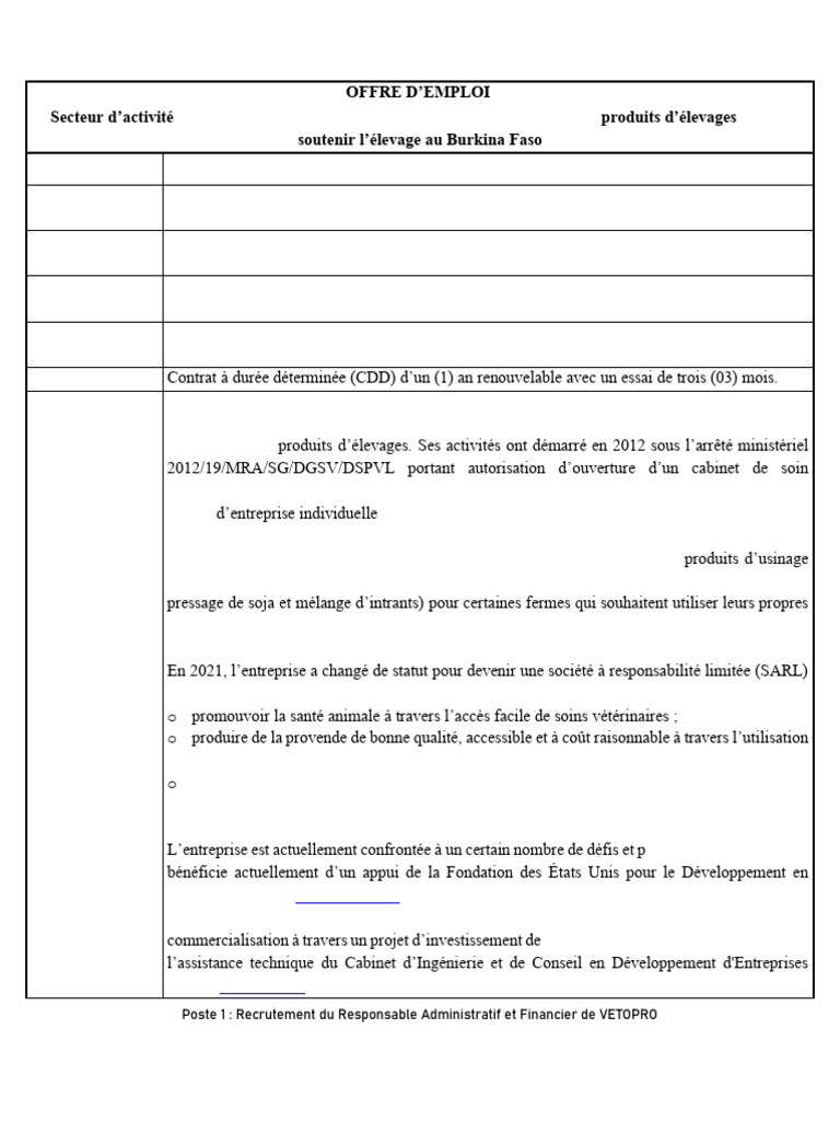 TDR - Sélection-Recrutement - Responsable Administratif Et Financier ...