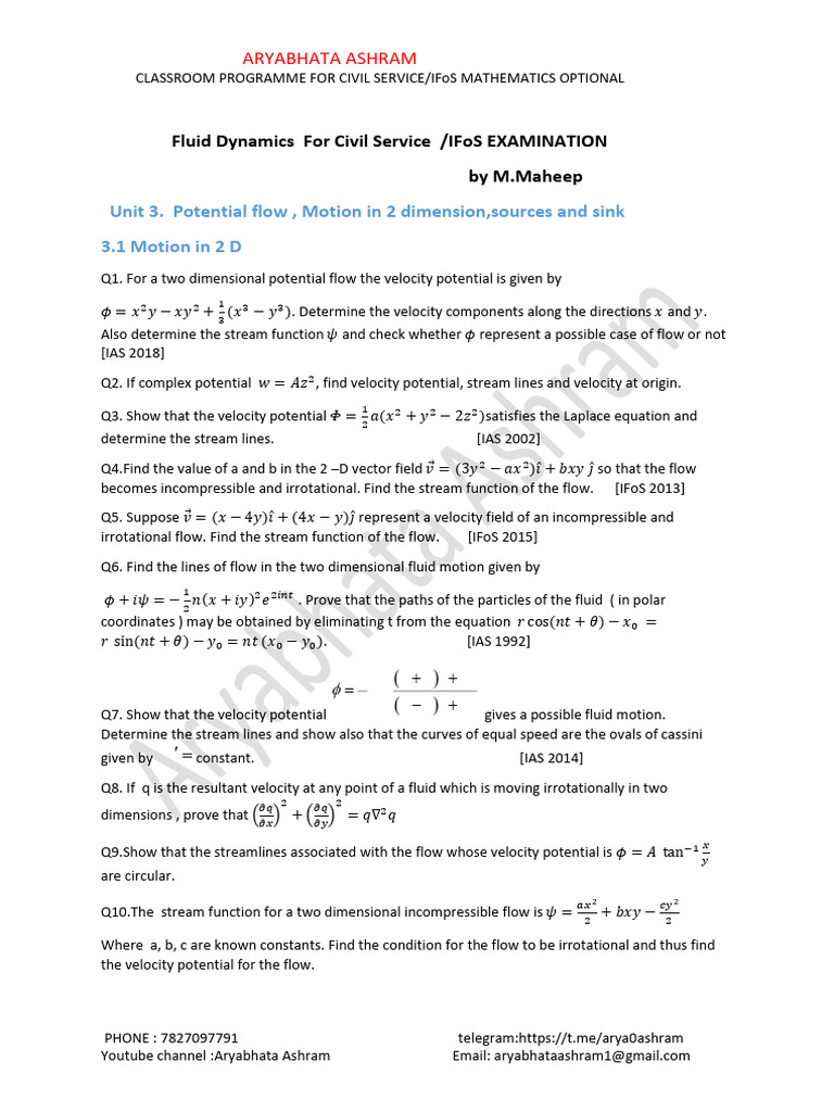 Motion in 2D Sources and Sink | PDF