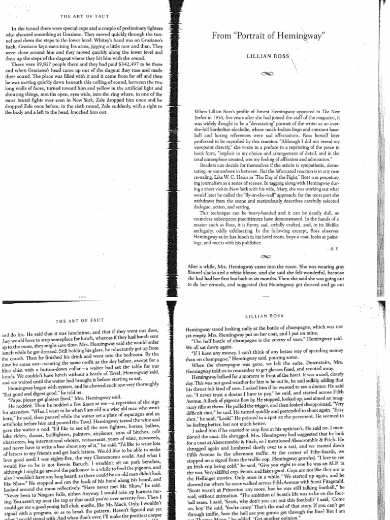 Lilian Ross - From Portrait of Hemingway | PDF