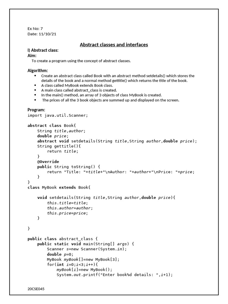 Abstract Class and Interface | PDF
