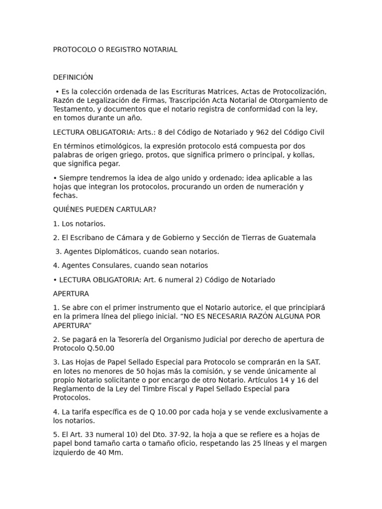 Protocolo o Registro Notarial | PDF