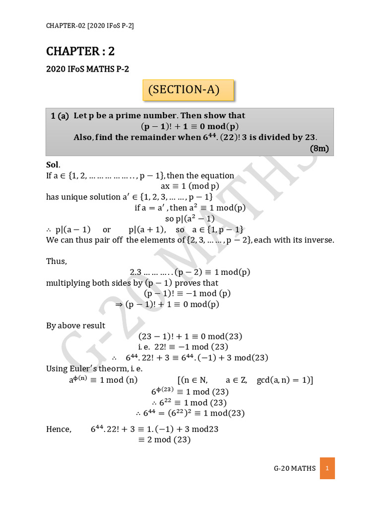 2020 IFoS P-2 Solved G-20 Mathss | PDF
