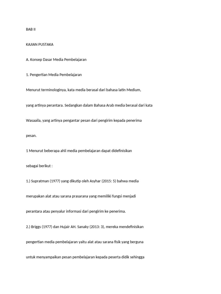 BAB II, Kata Pengantar Konsep Dasar Media Pembelajaran | PDF