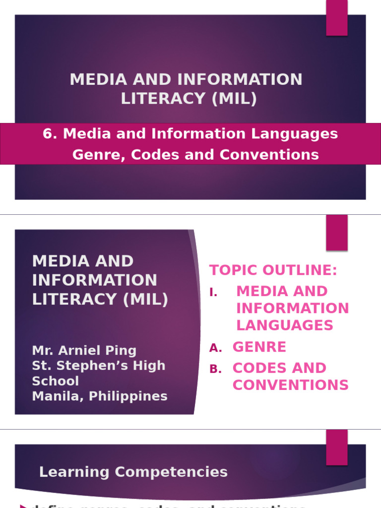 Media and Information Languages (Part 1) - Genre, Codes and Conventions ...
