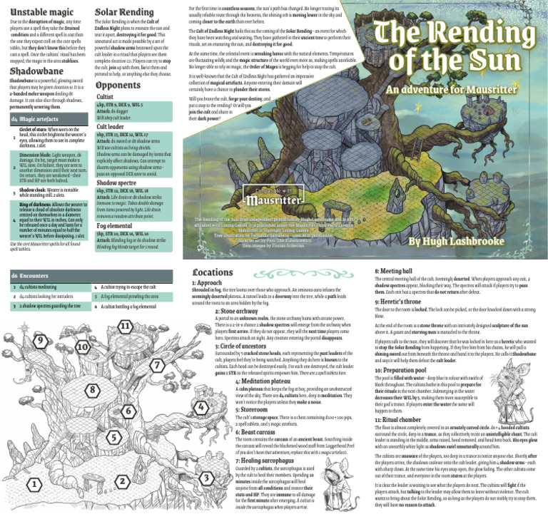 The Rending of the Sun (Mausritter) - A5 Trifold | PDF