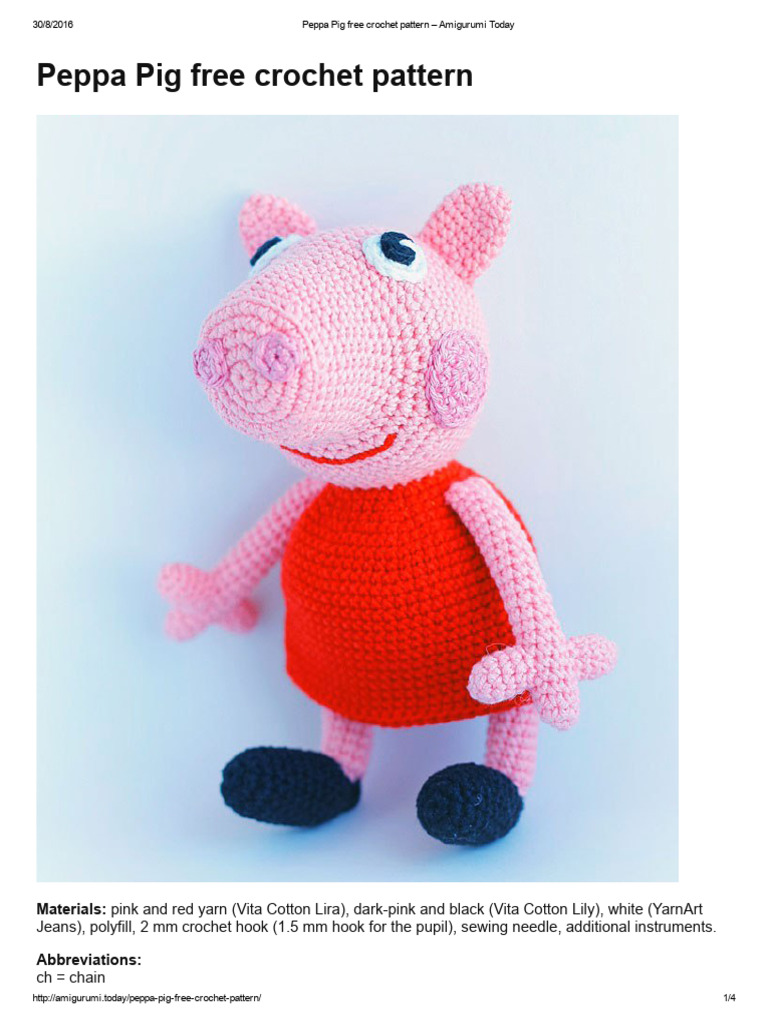 Peppa Pig Free Crochet Pattern - Amigurumi Today | PDF