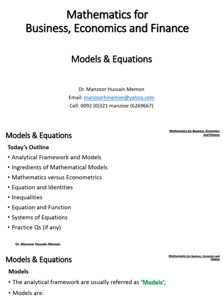 Lec2-MtEBF-Economic Models & Equations | PDF