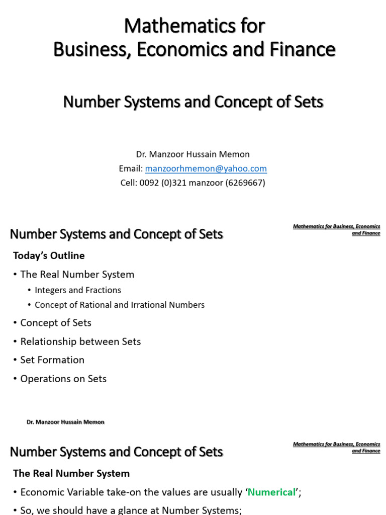 Lec3-Number Systems and Concept of Sets | PDF | Numbers | Finance & Money Management