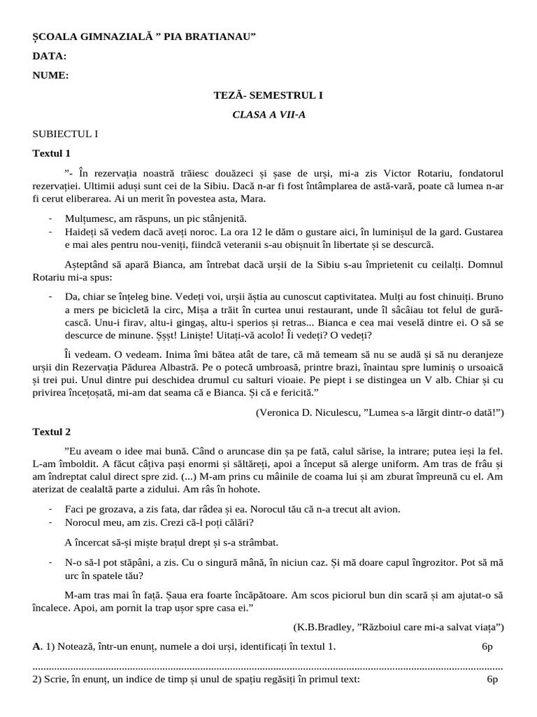 Teza CLS 7 - Finala | PDF