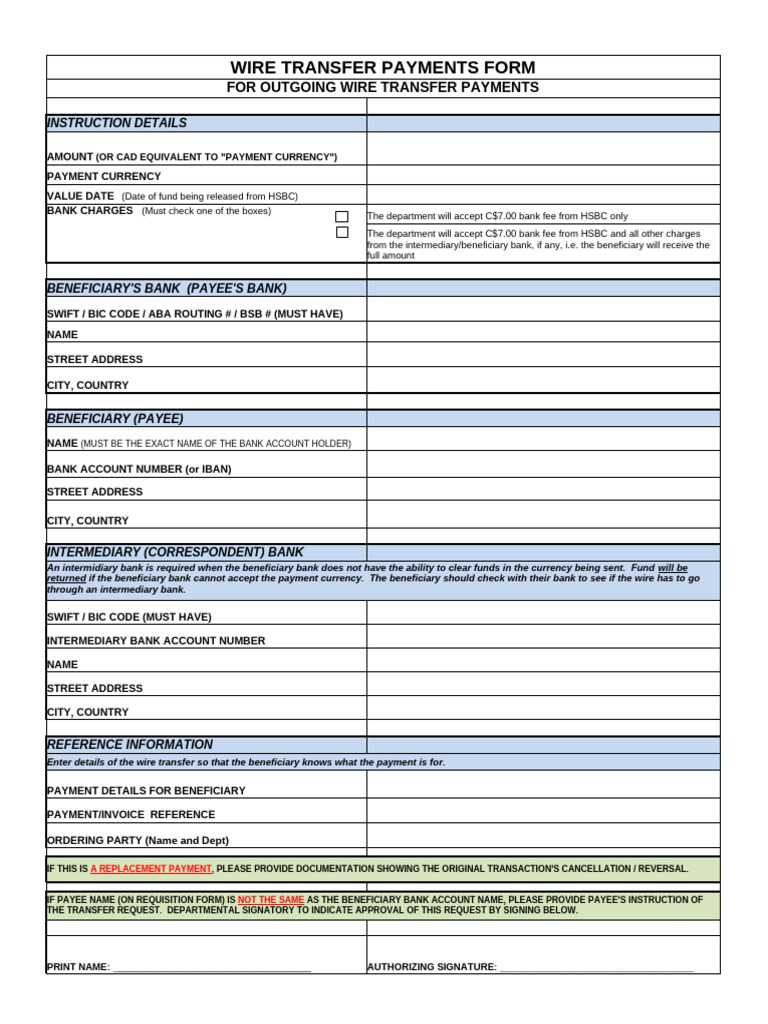 Wire Transfer Form 04 | PDF