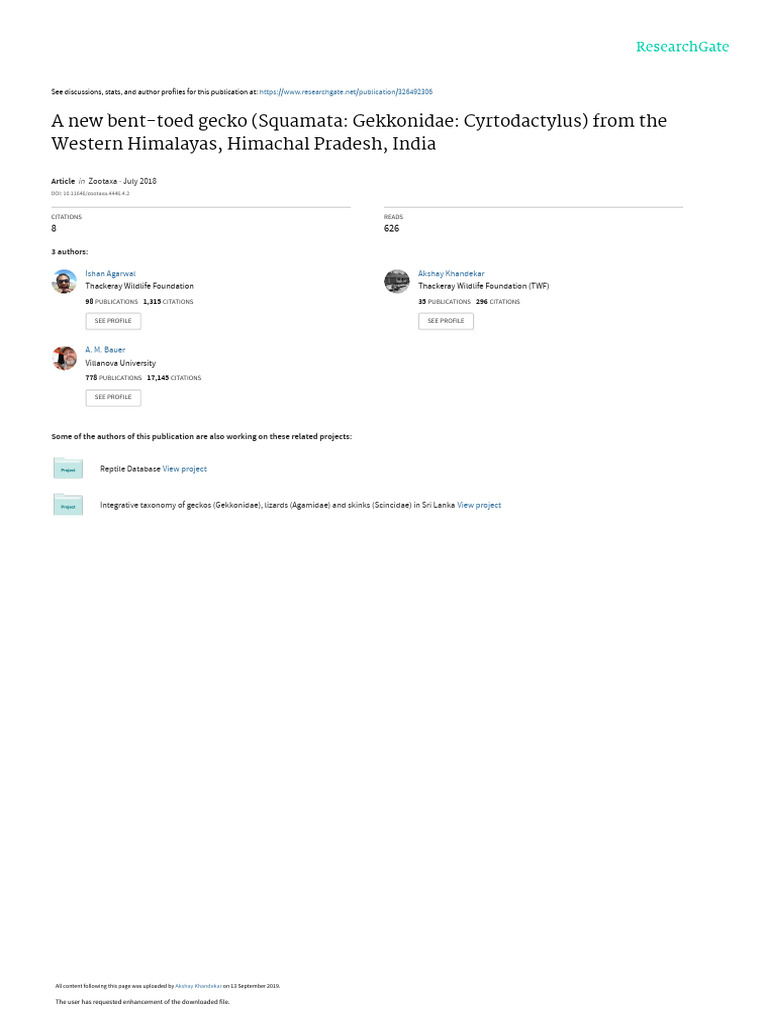 Agarwal Et Al. 2018c A New Bent-Toed Gecko From The Western Himalayas ...