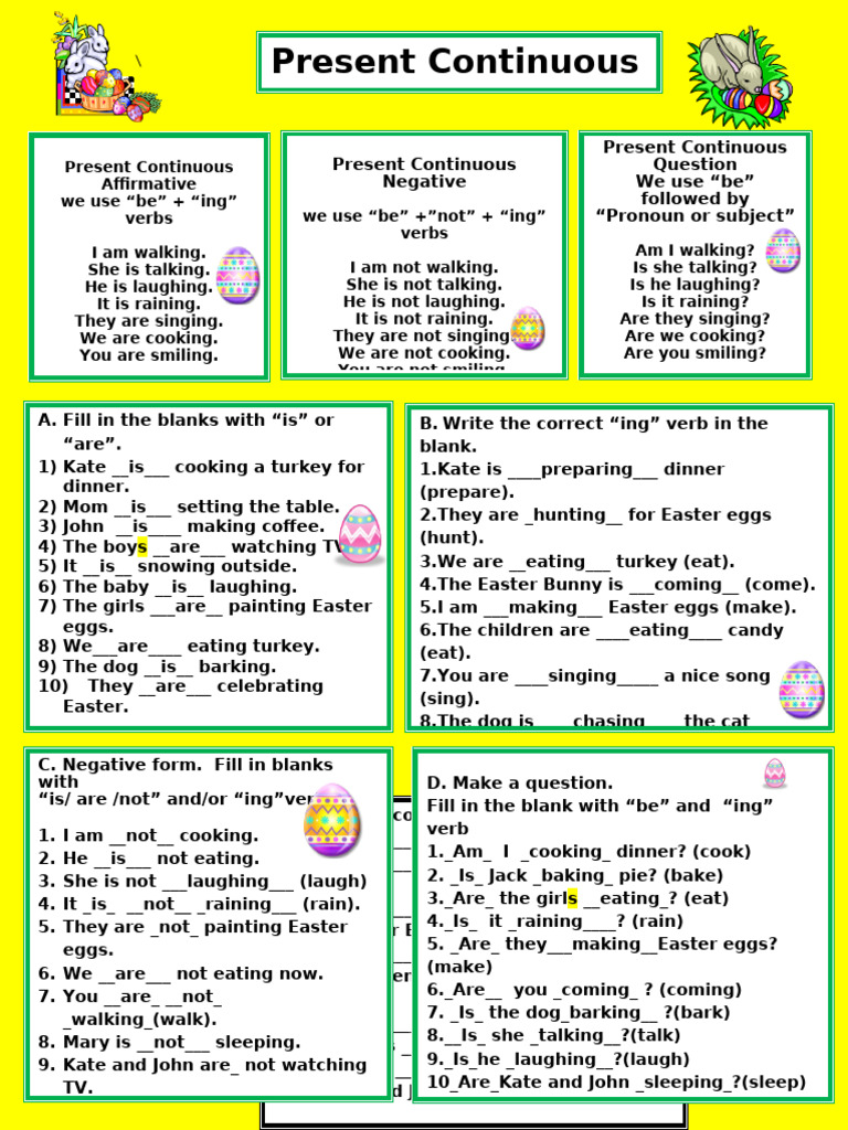 Present-Continuous Exercise | PDF