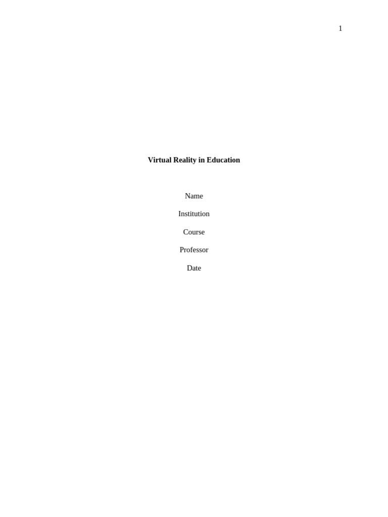Virtual Reality in Education SAMPLE | PDF