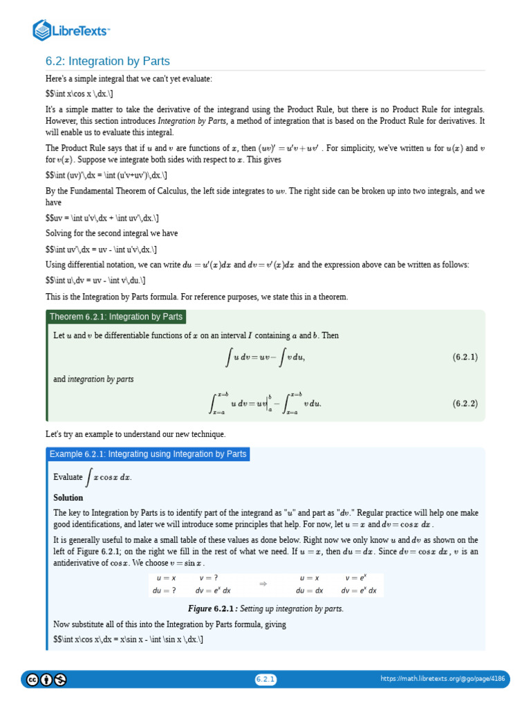 .Arch6.2! Integration by Parts | PDF | Integral | Mathematical Relations
