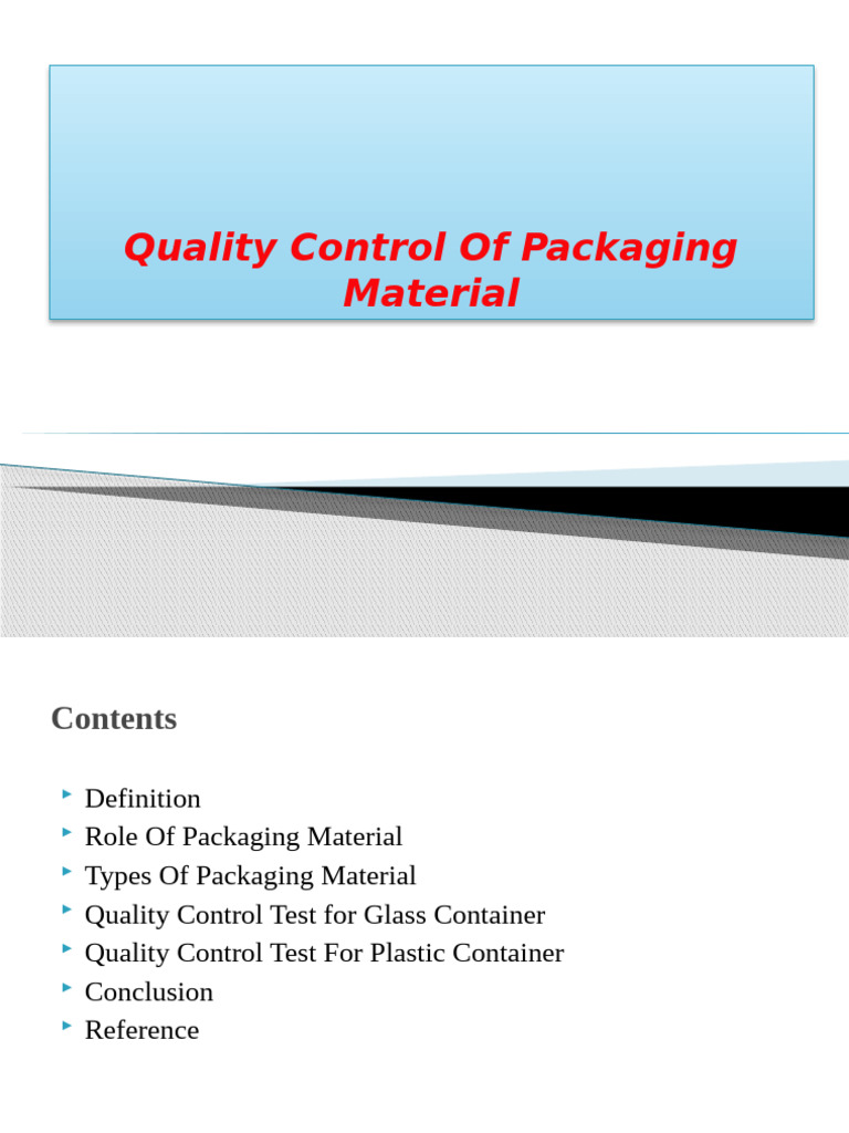 QC of Packaging Materials | PDF