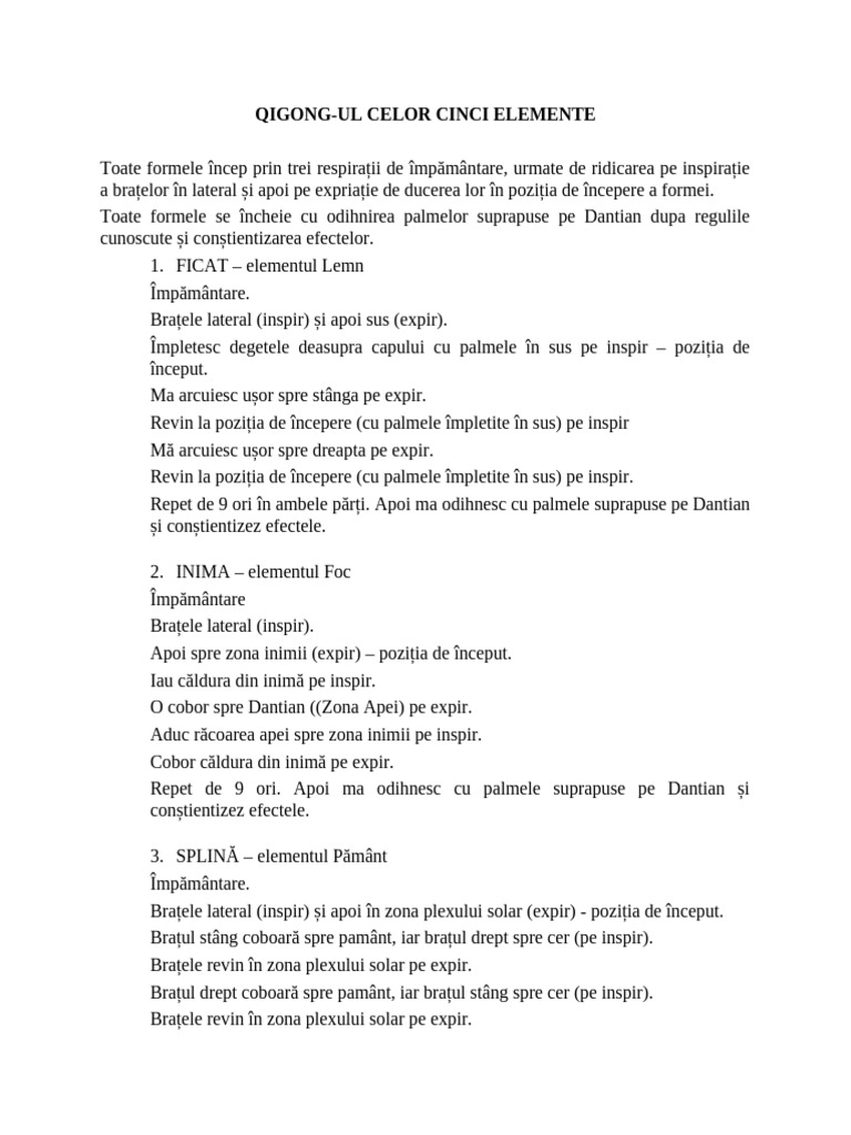 Descriere QIGONG 5 Elemente | PDF