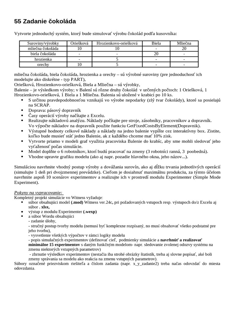 Zadanie 55 Vyroba Cokolady A | PDF