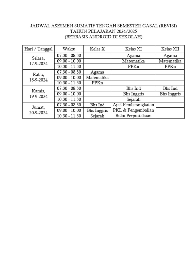 Jadwal ASTS Gasal REVISI | PDF