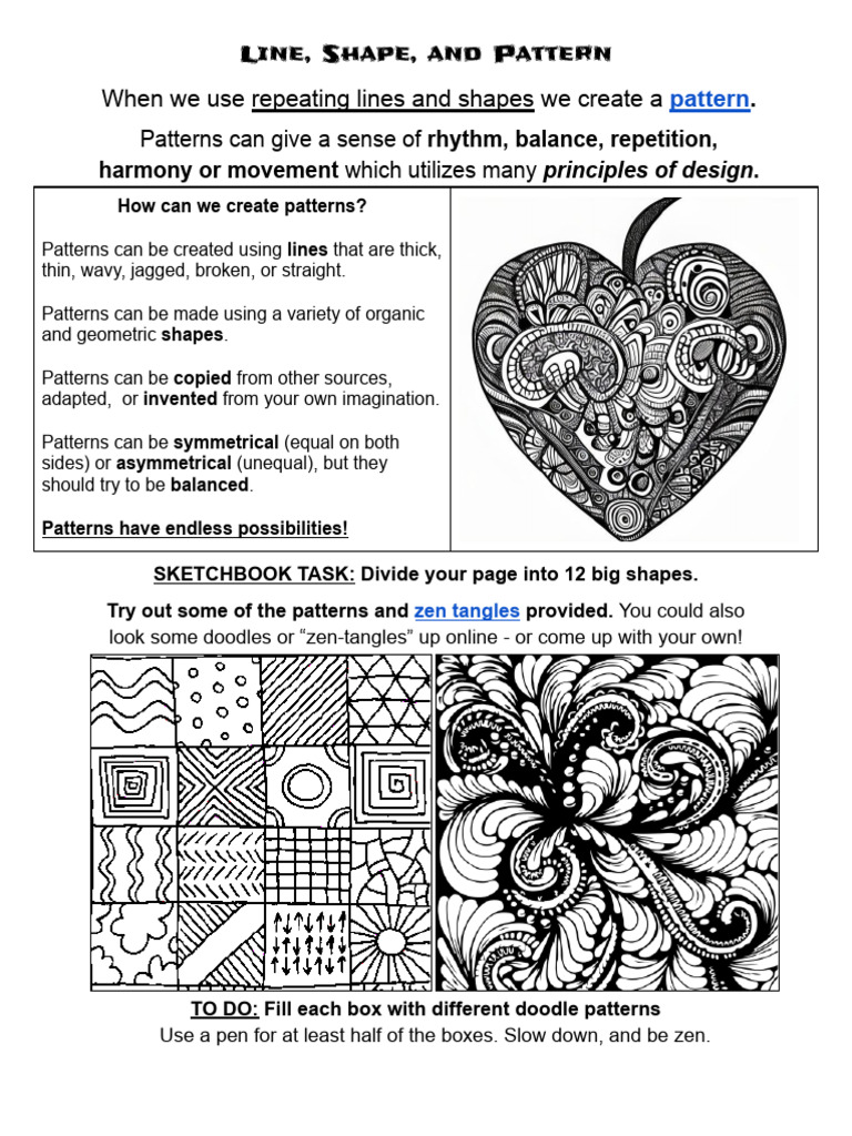 Zen Doodling: Patterns and Techniques | PDF | Home & Garden | Art