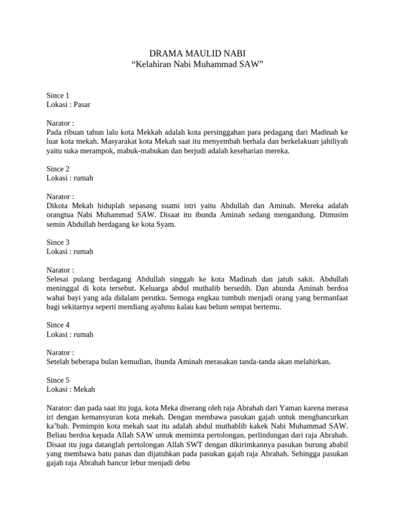 DRAMA MAULID NABI Narator | PDF | Quran | Religion & Spirituality