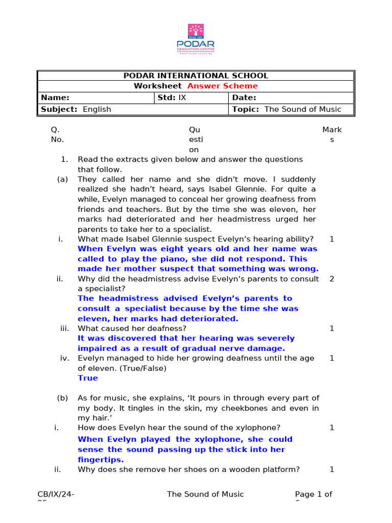 As WS CB IX Eng The Sound of Music | PDF | Hearing Loss